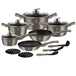 Deals on 15-PIECE Marble Coating Cookware Set Carbon Metallic | Compare ...