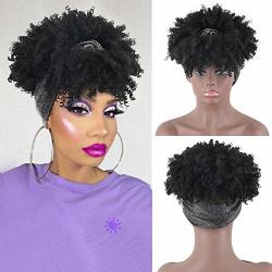 Short Afro Kinky Curly Wigs For Black Women Synthetic High Puff Afro ...